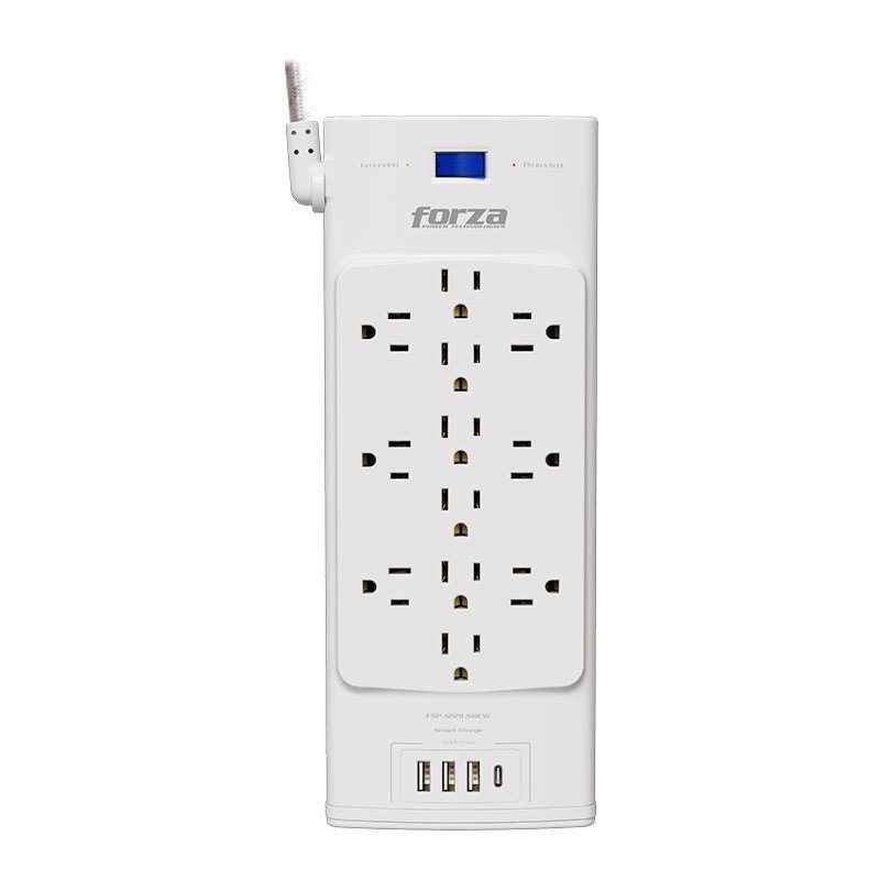 Surge protector, AC 110/220 V, 12 Tomas de Corriente, 3-USBA/1C 2700J