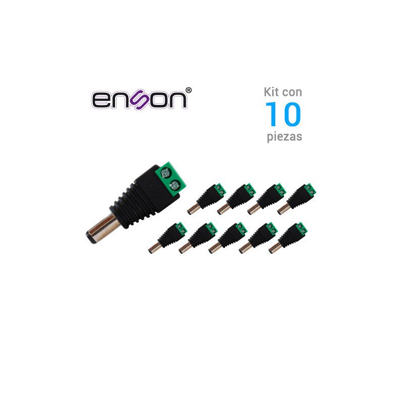 Kit 10 conectores de corriente macho 10x ens-mc01 Enson, tipo Jack 3.5 mm para alimentar camaras ...