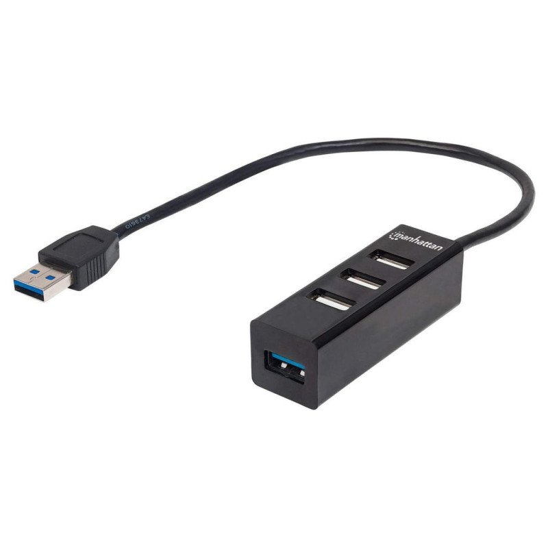 Hub USB 3 puertos v2.0, y 1 puerto v3.0, sin fuente, Manhattan